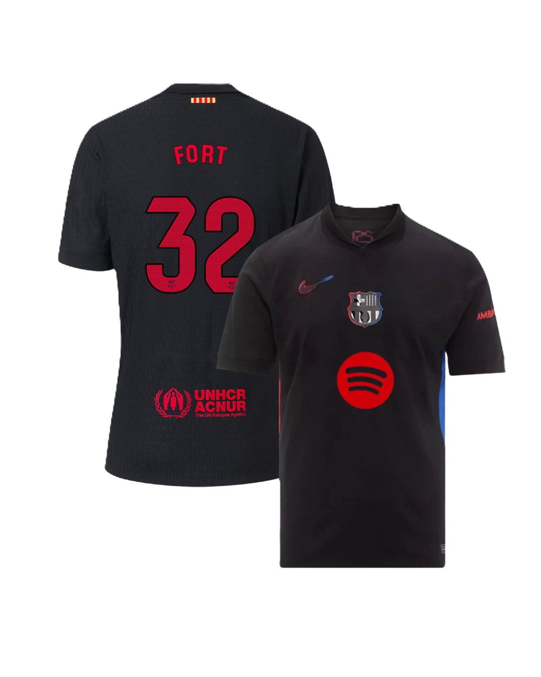 Barcelona H. Fort #32 2024-25 Jersey Away Edition - Spotify Logo Only ...